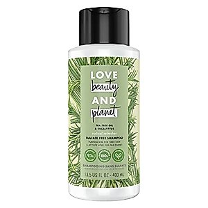 Love Beauty and Planet Radical Refresher 100% Biodegradable Shampoo Detoxifying & Purifying Tea Tree Oil & Eucalyptus Vegan Shampoo 0% Sulfates, Silicones, Parabens, and Dyes 13.5 oz