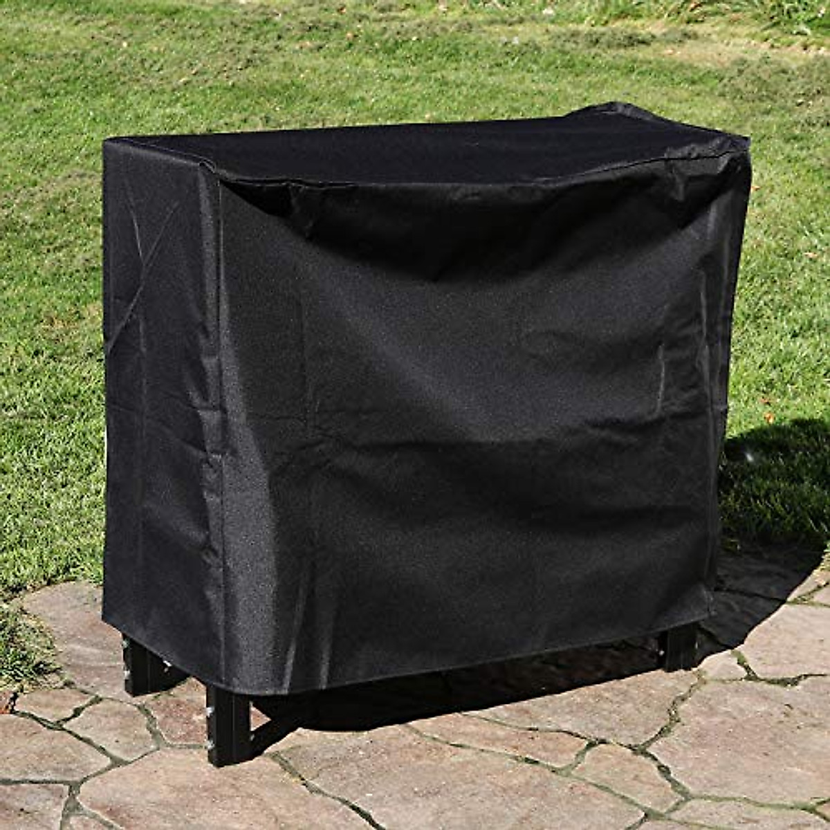 Sunnydaze 2-Foot Firewood Log Rack Cover - Heavy-Duty Weather-Resistant PVC Construction - Black