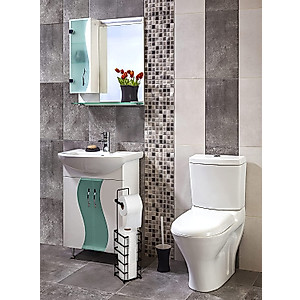 Richards Homewares Vertical Free-Standing Jumbo and Mega Size 4-Rolls Toilet Paper Storage Holder with Dispenser, 5.5 x 5.5 x 24.75-Inch, Matte Black