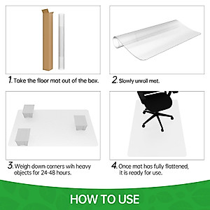 100pointONE Large Chair Mat for Hardwood Floors - 53 x 45 Inches Heavy Duty Large Office Floor Mats for Computer Desk, Easy Glide Floor Protection Mats for Rolling Chairs (45'' x 53'' with Lip)