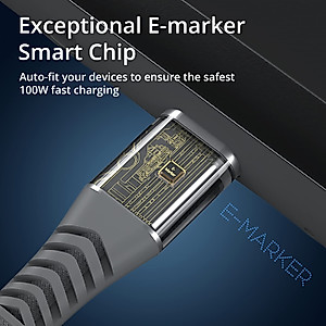 XYYZYZ USB C to USB C Cable [6.6 ft 2 Pack ] 100W 5A PD QC Type C Fast Charging Cable Nylon Braided Type C Charging Cord Compatible with MacBook Pro, iPad Pro, iPad Air 4, Galaxy -Grey