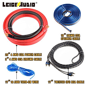 LEIGESAUDIO 4 Gauge Amp Wiring Kit Ture 4 AWG Amplifier Installation Wiring Kit - Car Subwoofer Wiring Kit Helps You Make Connections and Brings Power to Your Radio, Subwoofer and Speakers