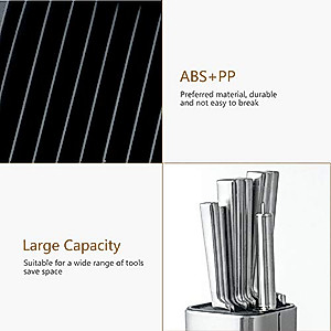 BOWONG Universal Knife Block, Stainless Steel Knife Holder Stand with Slots for Scissors and Sharpening Rod, Rectangular Knife Storage Stand Safe and Detachable for Easy Cleaning