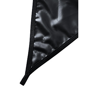 Lilosy Women Sexy Chain Strappy Underwire O Ring Push Up Garter Belt Chocker Lingerie Set Latex Harness Bra and Panty 3 Piece Leather Black Medium