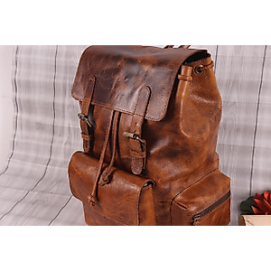 BIDRACHIE Brown Leather Backpack, Genuine Top Grain Leather Rucksack, Leather Travel Bag For Men & Women, Genuine Fine Leather Bags Manufacturers