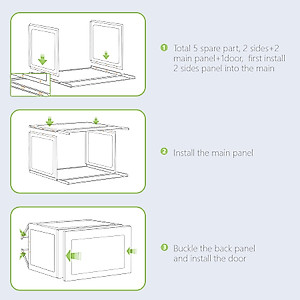 OMOPIN XL Shoe Storage Box,8 Pack Drop Side Shoe Boxes Clear Plastic Stackable,Sneaker Display Case with Magnetic Door Fit up to US 13（13.4”x 10.6”x 8.3”(8 Pack Clear)