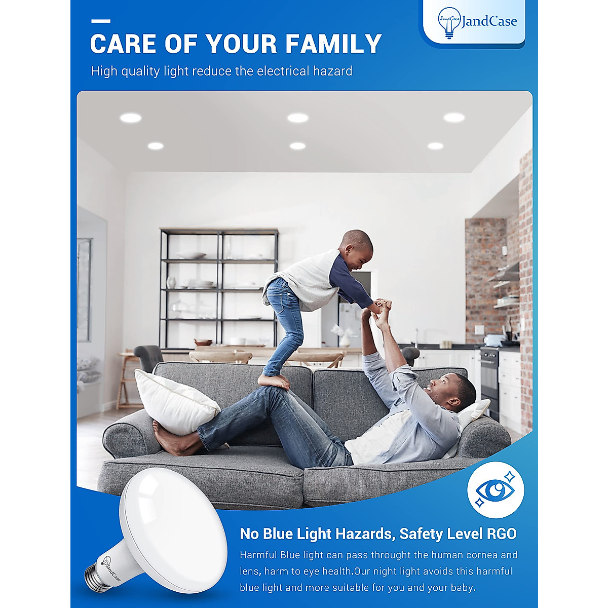 JandCase BR30 LED Flood Light Bulbs, Indoor Flood Light Bulbs, E26 Base, Dimmable, 11W(65W Equivalent), 5000K Daylight White, 850lm, UL & Energy Star Listed, 6 Pack