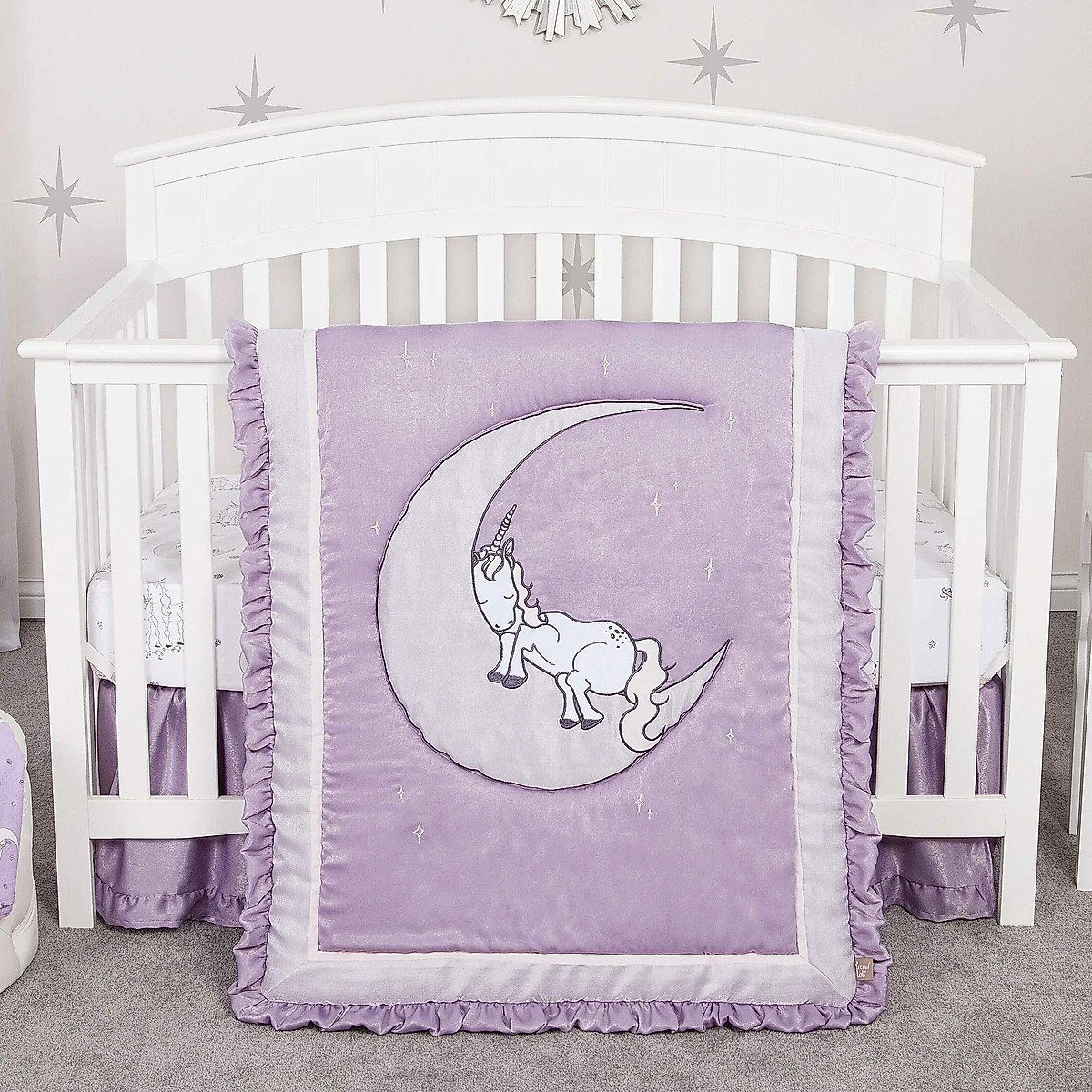 Trend Lab Unicorn Dreams 3 Piece Crib Bedding Set, Can Be Used As A Blanket Or A Playmat for Tummy Time, Includes Quilt, Fitted Crib Sheet and Skirt