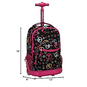 Rockland Single Handle Rolling Backpack, Peace, One Size