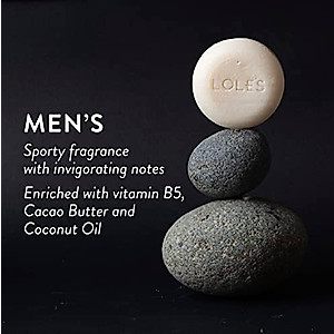 LOLE'S Shampoo Bar and Conditioner, 2in1 Men's Care for Cleaning Hair, Body and Beard, Coconut Scent, 99% Natural Origin, Sustainably Sourced, 3.5Oz