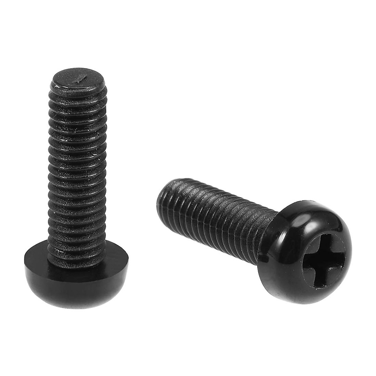 uxcell M6x20mm Threaded Nylon Phillips Cross Pan Head Machine Screws Bolts Black 50Pcs