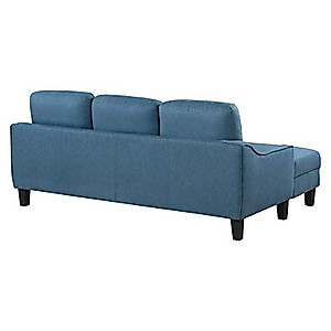 OSP Home Furnishings Lester Chaise Sleeper Sofas, Blue