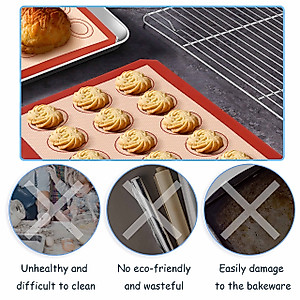 16 Inch Baking Sheet with Rack & Mat Set(2 Jelly Roll Pans + 2 Racks + 2 Mats), Herogo Stainless Steel Cookie Tray with Cooling Rack & Silicone Mat for Toaster Oven, Heavy Duty & Dishwasher Safe