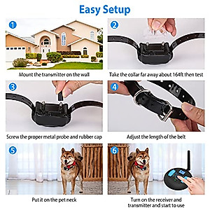 Moclever Wireless Dog Fence System Electric Dog Fence Automatic Trigger Pet Shock Containment Boundary,Adjustable Range Up to 722ft, IPX8 Waterproof Rechargeable Collar for Small Medium Large Dogs