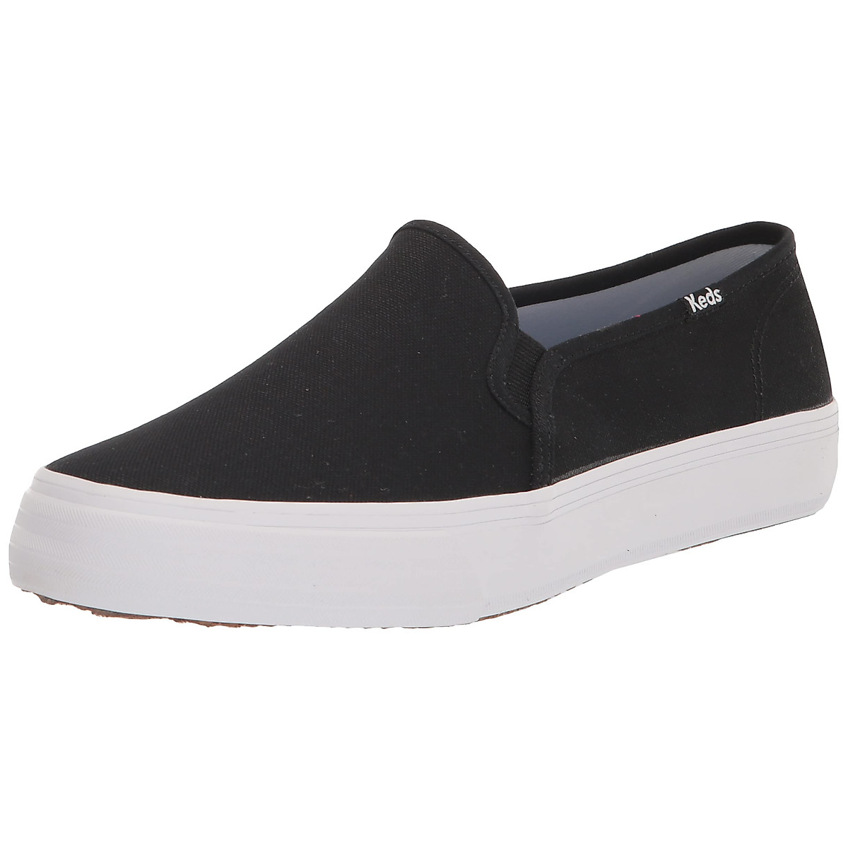 Keds Double Decker Slip on, Sneaker Womens, Black Canvas, 8.5 Medium