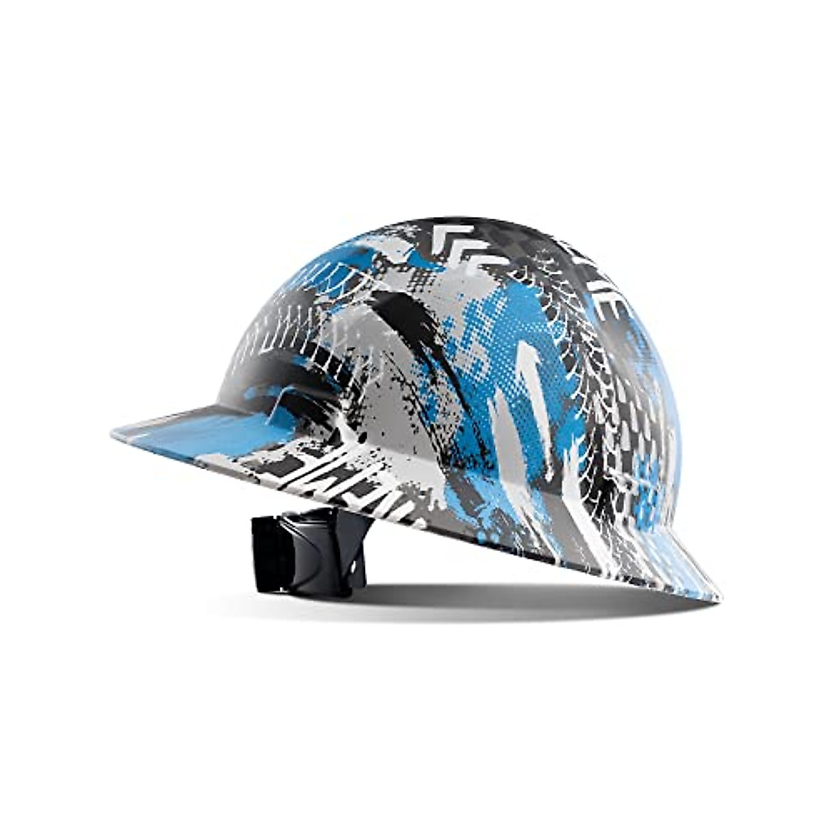 LANON Full Brim Hard Hat, OSHA Construction Work Approved, Blue Pattern Design, FRP Safety Helmet with 4 Point Adjustable Ratchet Suspension, Class C