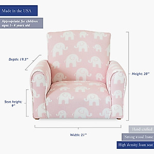 The Rose Hill Company Kid Rocking Chair for Toddlers, Child Chair for Little Kids, Upholstered Toddler Armchair for Children, Comfy and Cute Little Kid Chairs (Rockers, Pink Elephants Print)