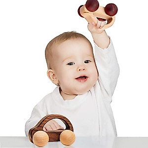 let's make Organic Baby Push Car Wooden Toys 2pc Wood Car and Fine Movement Development and Infant Grasping Montessori Toys