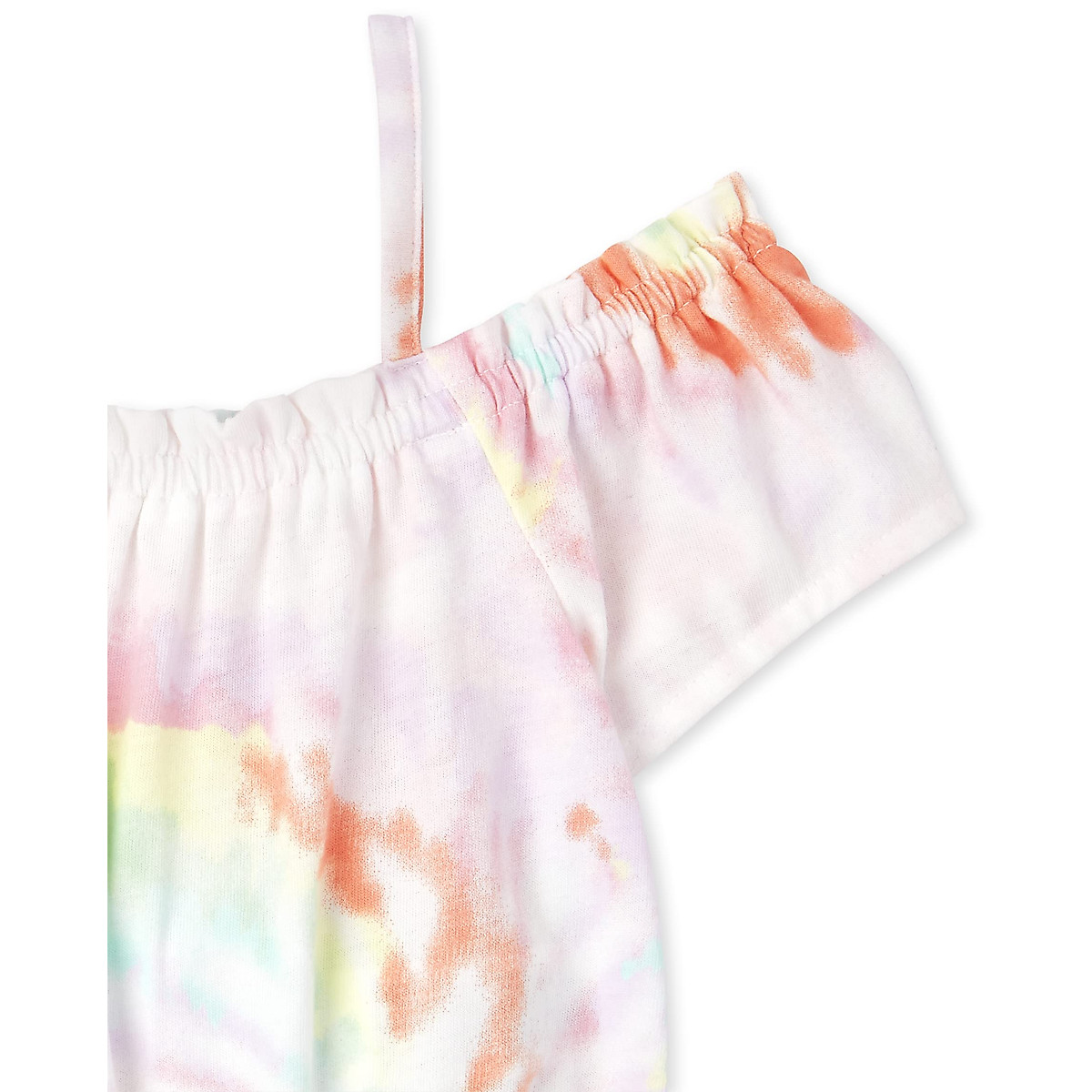 The Children's Place Baby Toddler Girls Short Sleeve Cold Shoulder Romper, Candy Swirl/Desert Flower 2-Pack, 3T