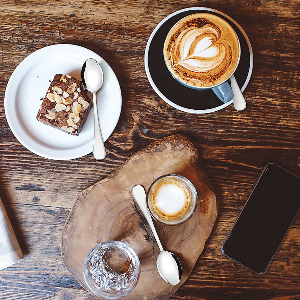 HaWare 12-Piece Demitasse Espresso Spoons, 5.3” Stainless Steel Coffee Spoon, Teaspoons set of 12, Mini Stirring Spoons for Dessert, Sugar, Ice Cream, Soup, Cappuccino, Non-toxic, Dishwasher Safe