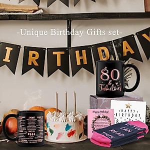 80th Birthday Gifts Set for Women, 80 Years Old Gifts Basket for Friend Coworker Sister Wife Mom Aunt Grandma, Back in 1944 Birthday Party Supplies, Turning 80 Coffee Mug Gifts Box