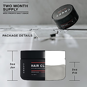 CRVFT Hair Clay 2oz | Medium Hold/Zero Shine Matte Finish | Add Volume & Texture | Ideal for Textured, Short & Medium Styles | Reworkable | [High Density] Clay Base, Stylist Approved [Unscented]