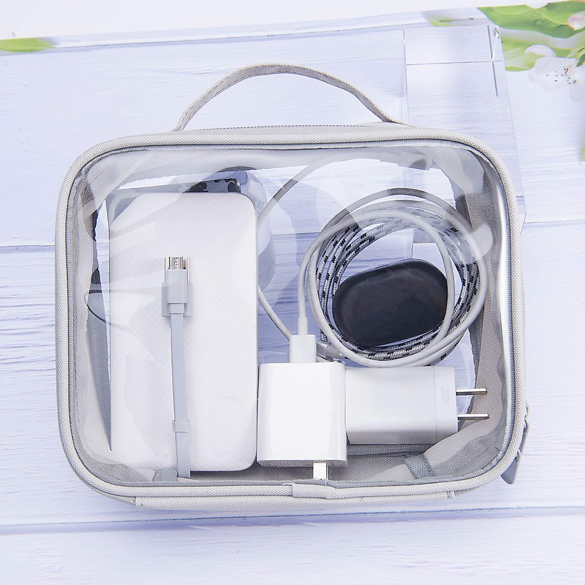 ANRUI Clear Makeup Bag, TSA Approved Clear Toiletry bag Waterproof Cosmetic Bag Case Travel Liquids Organizer Carry On Luggage for Women Men Grey 3 Pack (Same Size)