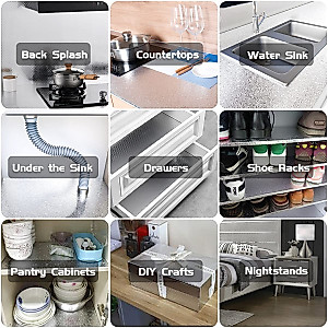 RNBFEIOU Self Adhesive Shelf Liner, Water and Oil Proof Kitchen Drawer Liners, Dirt Resistant Cabinet Liners, Works Perfect on Kitchen Backsplash, Shelves, Drawers, Cabinets, 23.6in x196.8in (Orange)