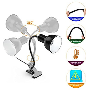 Makmzoon Reptile Heat Lamp, UVA UVB Turtle Light Bulb*2 Reptile Light Fixture with 360° Rotatable Hose and Timed Suitable for Turtle Reptile Plant (2 Pack 50w Bulb)