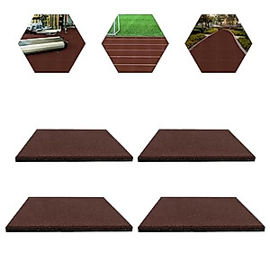 4PCS Outdoor Rubber Tiles Gym Floor Sports Deck Backyard Play Area Flooring Mat Safety Rubber Paver for Playground Home Gym Heavy Workout Equipment Flooring Indoor and Outdoor