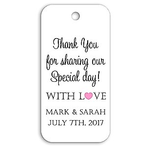 Thank You for Sharing Our Special Day Personalized Custom Party Wedding Favor Gift Bag Tags - 1.5" x 3" - 30ct