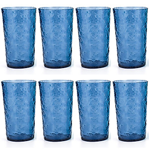 KX-WARE 26-ounce Acrylic Water Glasses Plastic Tumbler Larger Drinking Glasses, set of 6 Blue