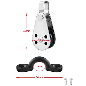Lind Kitchen 2Sets Stainless Steel Pulley Block with Pad Eye and Screws for Kayak Canoe Boat Anchor Trolley Kit
