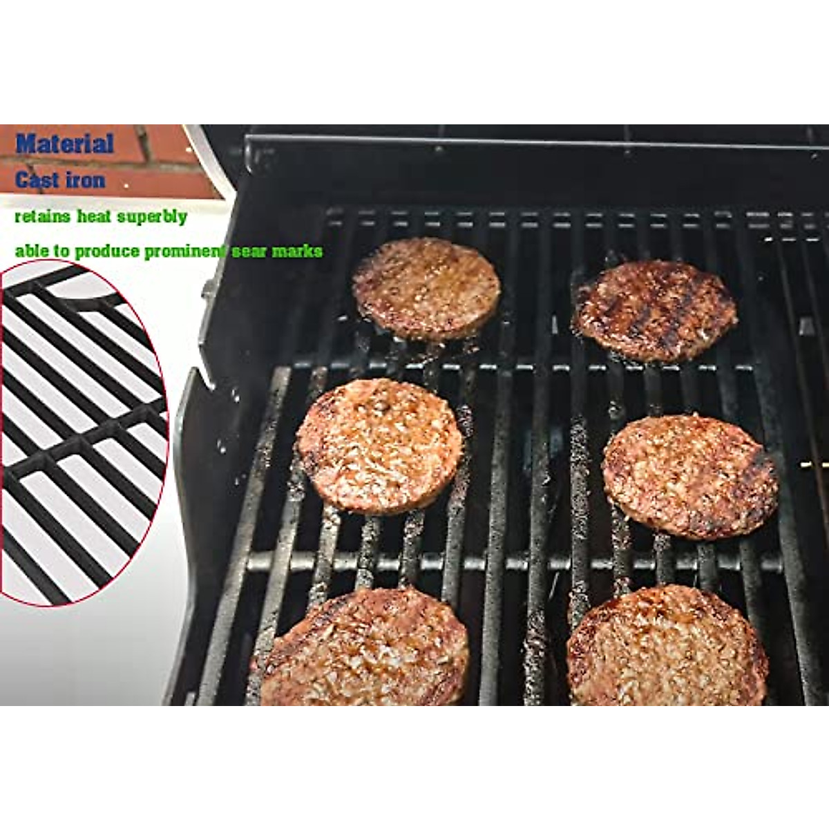 NAKAAOSIK Grill grates Replacement 17 inch - Compatible with for Nexgrill 4 720-0830H 720-0670A 720-0783E 720-0958A Nexgrill 5 720-0888N Replacement for Kenmore 41516106210 415.16106210