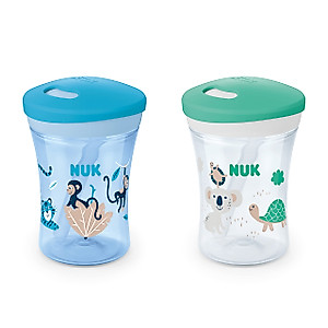 NUK Evolution Straw Cup, 8 oz,2 Count (Pack of 1), Colors may vary