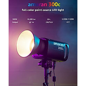 Aputure Amaran 300c Photography Lighting, 300W Full Color RGBWW, Bowens Mount Continuous LED Video Lighting, 26,580 lux @ 1m APP Control, CCT 2,500K-7,500K, Gray