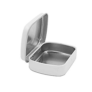 AKOAK 3 Pcs 2.4 x 1.7 x 0.6 Inches Rectangular Empty Hinged Tins Box Containers for First Aid Kit,Survival Kits,Storage,Herbs,Pills,Crafts and More (White)