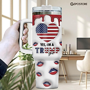 GEPOSTORE American Girls Tumbler 40oz with Handle, US Heart Tumbler Cup, Patriots Gift for Girls, Birthday Gifts for Teen Girls