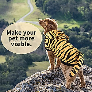 DELIFUR Halloween Dog Tiger Costumes for Cat Small Dogs and Medium Dogs Pet Cosplay Tiger Costume Pet Hoodie Coat Pet Winter Warm Apparel (Large)