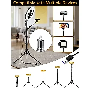 Selfie Ring Light with Stand and Phone Holder with Tripod Stand & Cell Phone Holder,Overhead Camera Phone Mount LED Halo Circle Lights Phone Stand for Video Recording/Live Stream/Vlog/YouTube/TikTok