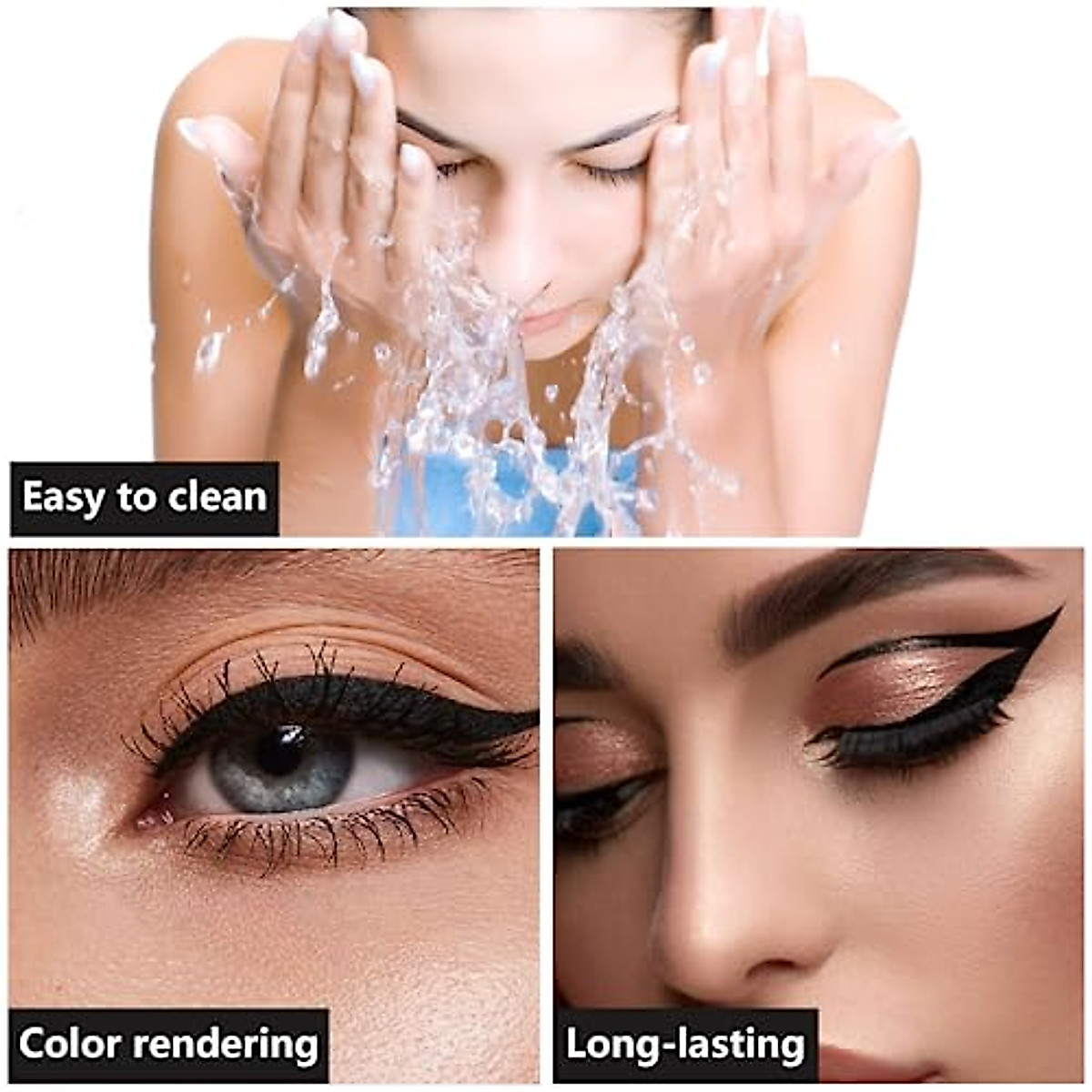 QIUFSSE 5Pcs Double-headed Liquid Eyeliner Stamp Pencil Set,Winged Eyeliner Stamp Pen Women Black Long-lasting delineador de ojos,(Heart/Flower/Star/Butterfly/Cone) Shape Eye Liner Stamp