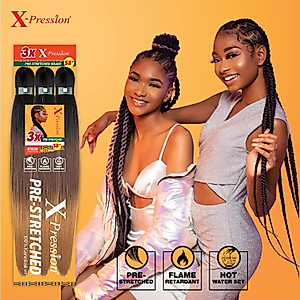 Sensationnal Braids XPRESSION 3X Pre-Stretched Braid 58 inches (5-pack, 1B)