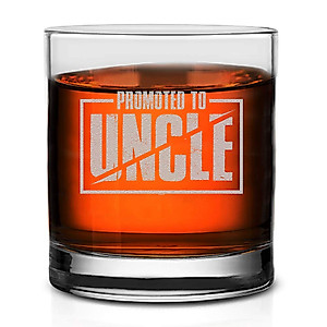 Veracco Promoted To Uncle Surprise Pregnancy Announcement Whiskey Glass Funny BirthdayGifts For Uncle Father's Day (Clear, Glass)