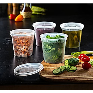 Pantry Value 24 oz. Plastic Deli Food Storage Containers with Airtight Lids [24 Sets]