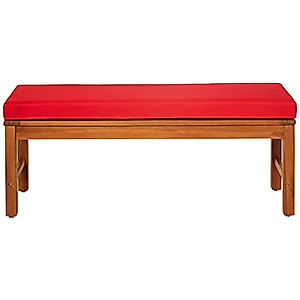 Amazon Aware FSC Certified Outdoor Bench with Cushion, Acacia Wood, Natural Finish