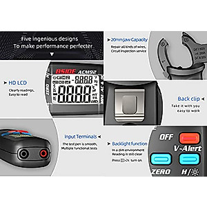 Digital Clamp Meter DC/AC Current 100A 0.1/1mA Ammeter Voltage Resistance Hz V-Alert Mini Multimeter Frequency Tester amp Meter