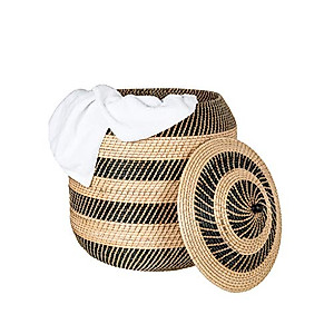 KOUBOO Extra-Large Rattan Belly, Natural-Black Storage Basket
