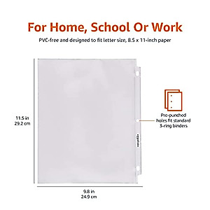 Amazon Basics Clear Sheet Protectors for 3 Ring Binder, 8.5 x 11 Inch, 100-Pack