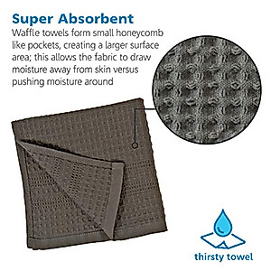 GILDEN TREE Waffle Towel Quick Dry Thin Exfoliating Washcloths for Face Body, Classic Style (Stone)