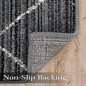 GlowSol Large Area Rug 8x10 Abstract Thick Rug Grey Modern Rugs Non-Slip Stain-Resistant Rug, Non-Shedding Floor Mat Grey Carpet for Living Room Bedroom DiningRoom Home Office Farmhouse